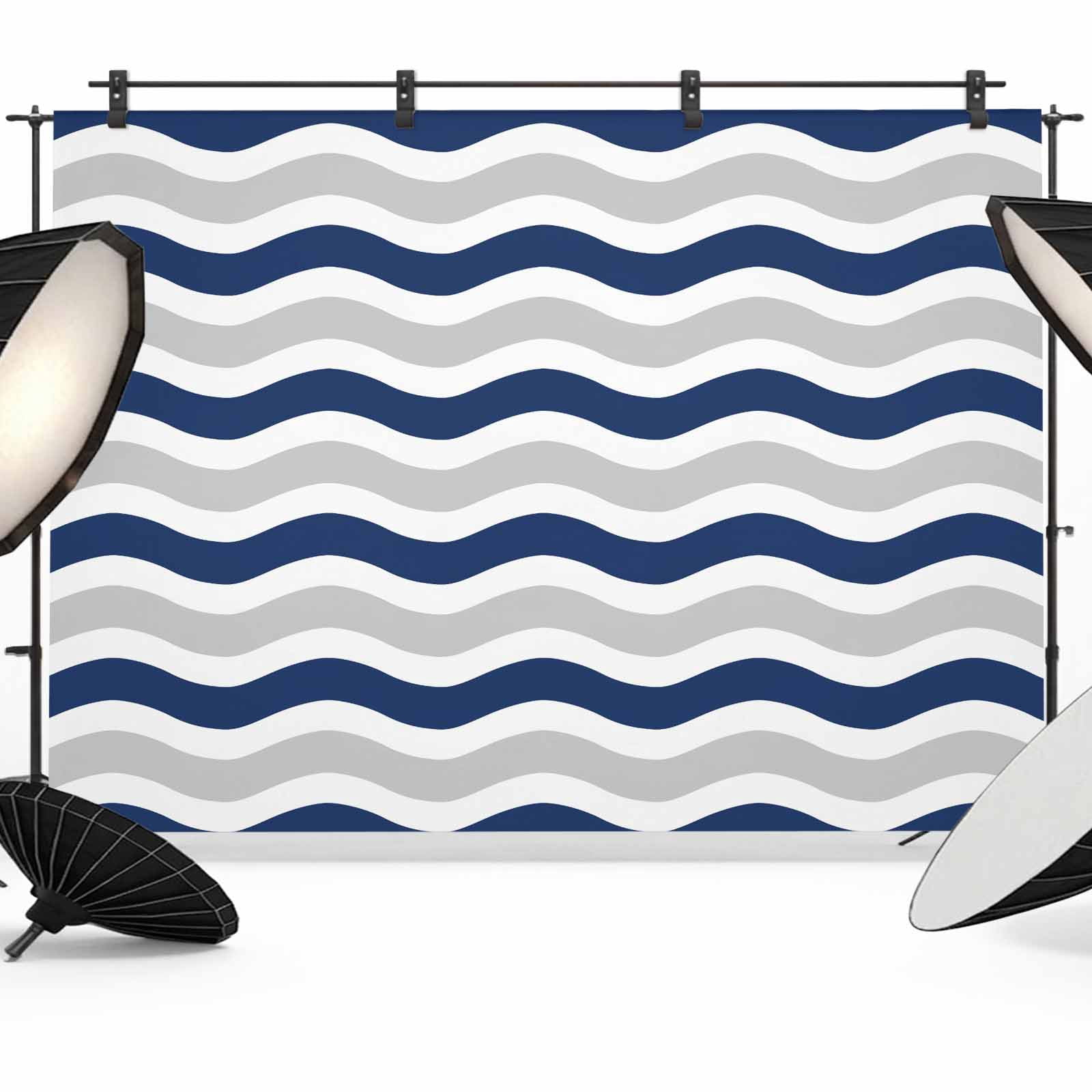 10x8ft Photo Backdrop, Navy Blue Grey White Soft Polyester Backdrop ...