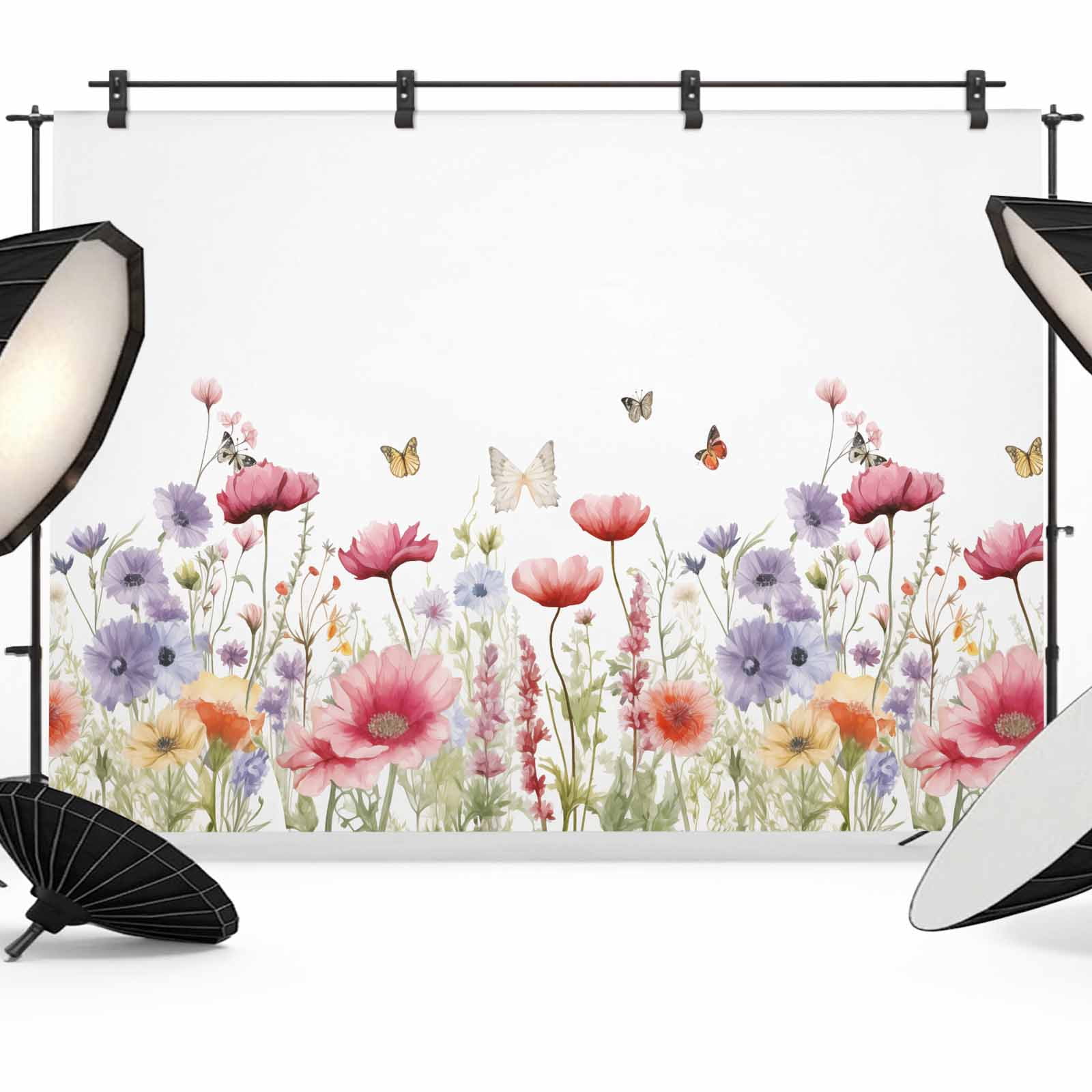 10x8ft Photo Backdrop, Spring Floral Soft Polyester Backdrop Curtains ...