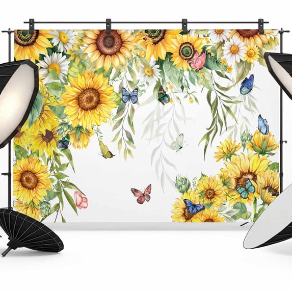 10x8ft Photo Backdrop, Sunflower Soft Polyester Backdrop Curtains ...