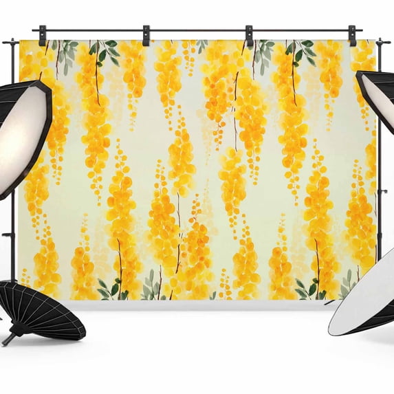 10x8ft Photo Backdrop, Yellow Weeping Leaves Soft Polyester Backdrop ...