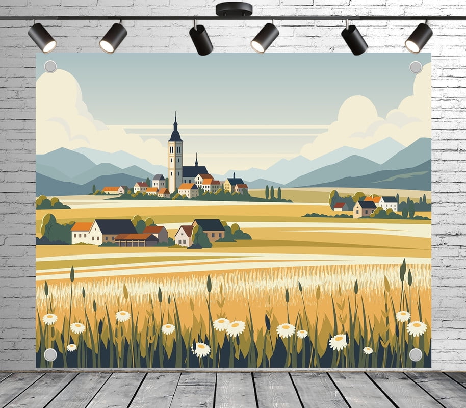 10x8ft Rustic Backdrop Village in Field Photo Backdrop Photography ...