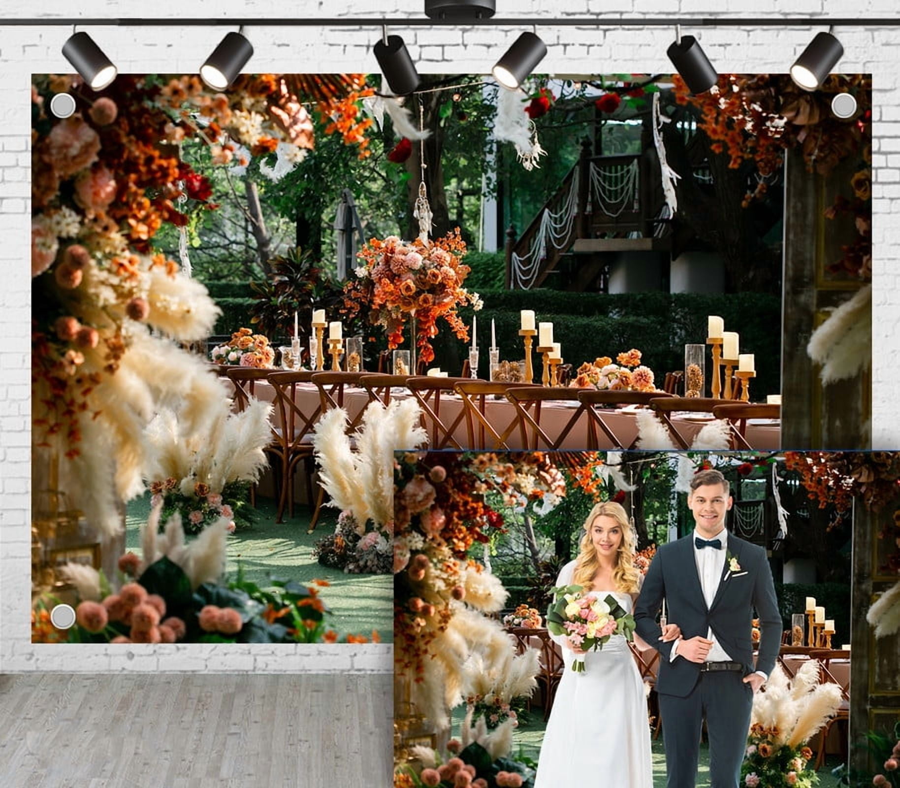 10x8ft Wedding Photoshoot Backdrop Warm-toned Florals Retro Scenes ...