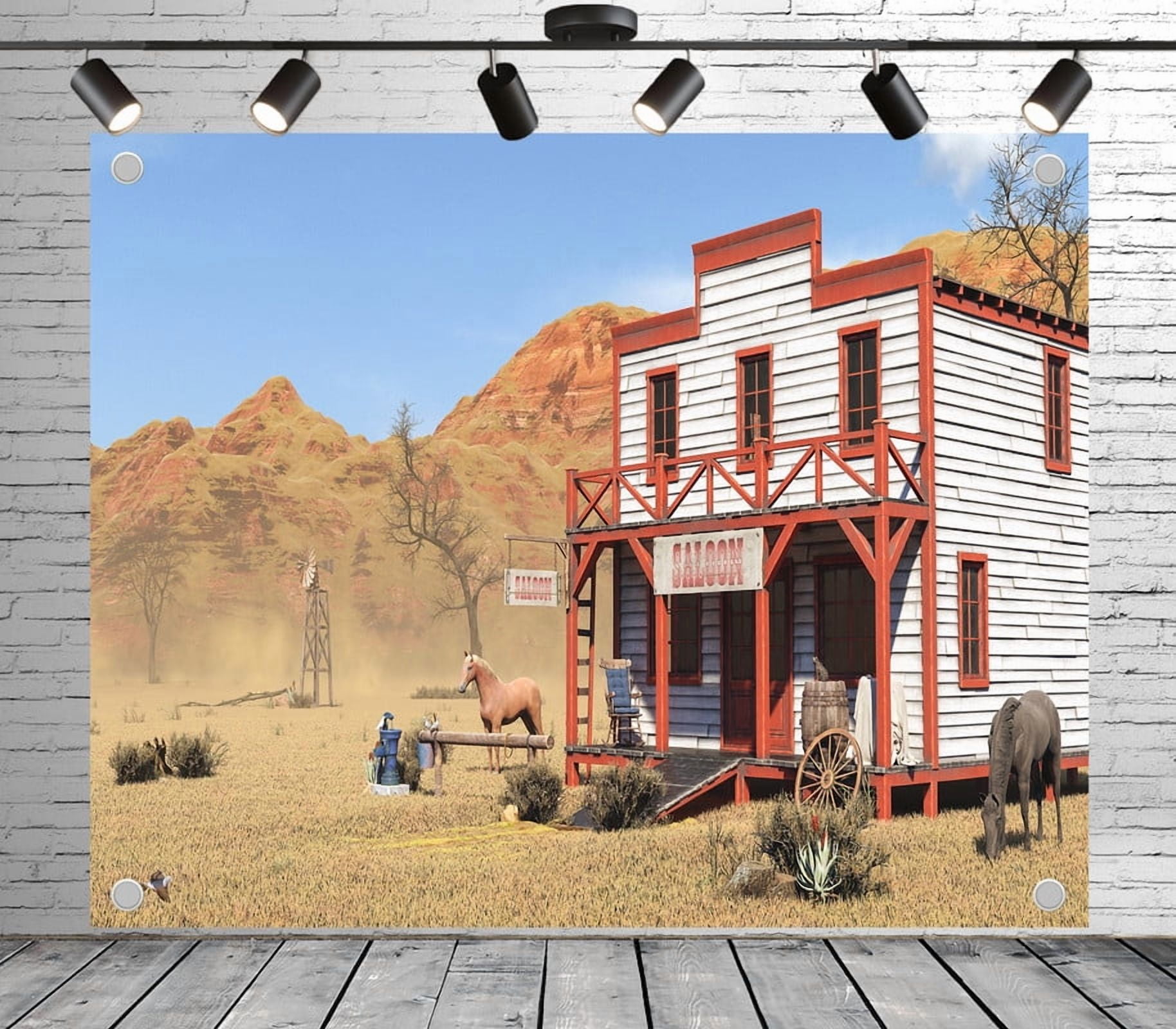 10x8ft Western Backdrop Detailed Saloon in Desert Photo Backdrop ...
