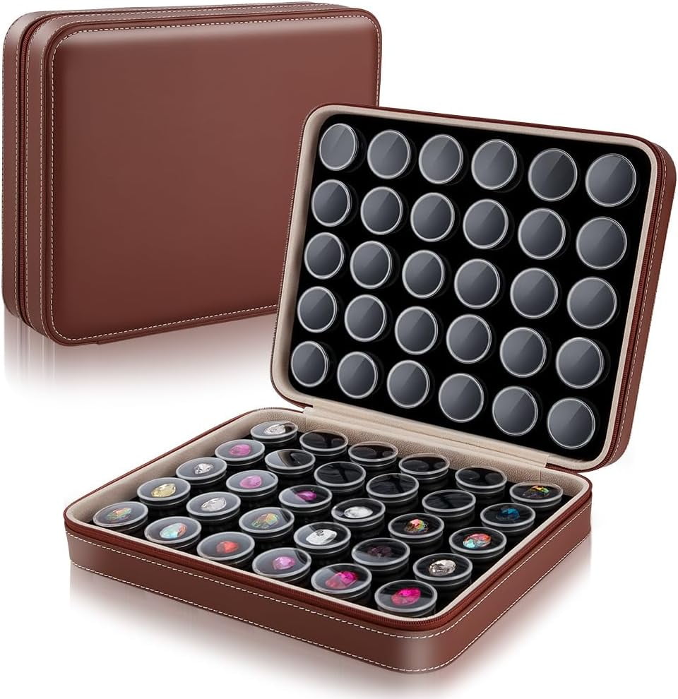 10x8x2.7inch Leather Jewelry Storage Box Set 60Pcs Plastic Round Boxes ...