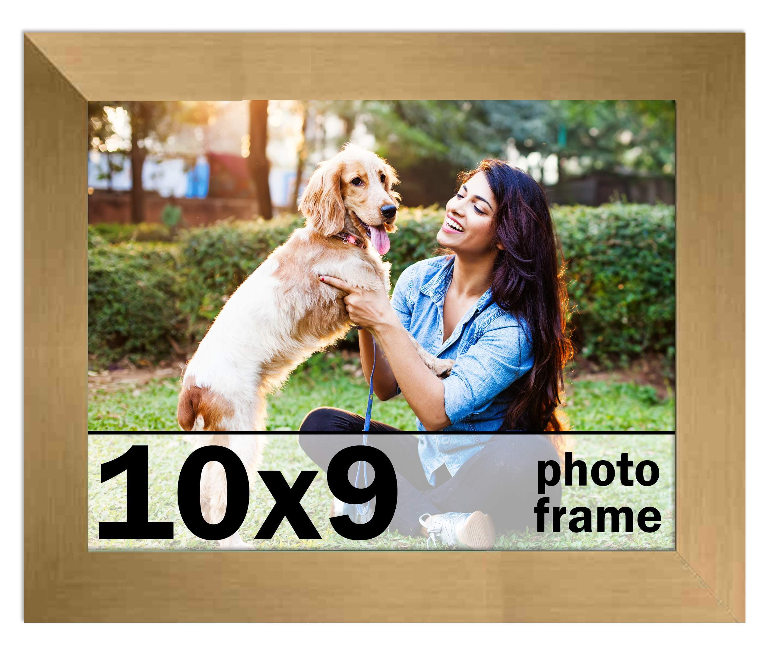 10x9 Frame Gold Bronze Modern Solid Wood Picture Frame | 0.75 Inch Moulding Width | Includes UV ...