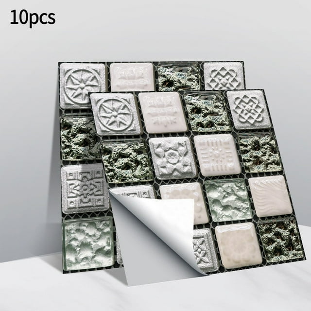 10xGlitter Self-Adhesive Kitchen Wall Tiles Bathroom Mosaic Sticker ...