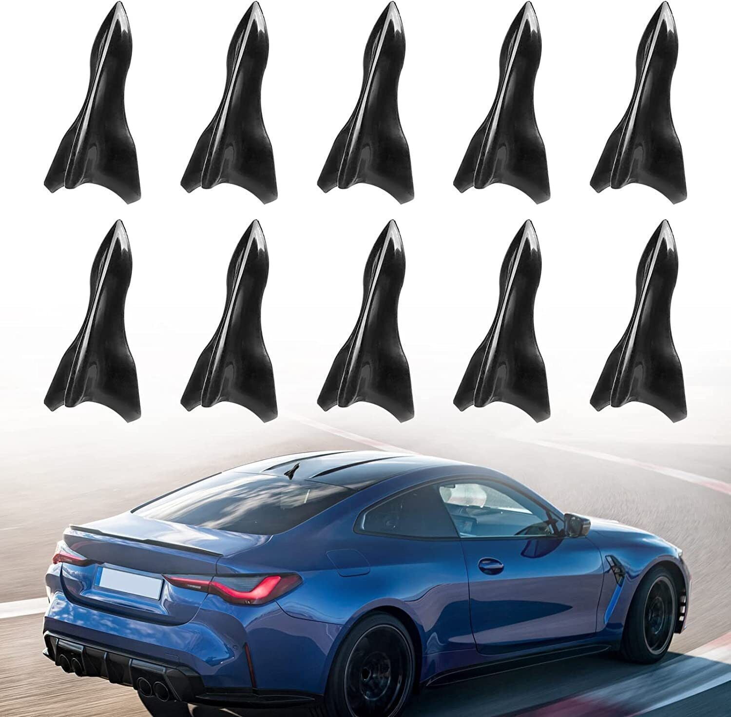 10xGlossy Black Shark Fin Diffuser Vortex Generator Car Wing Roof ...