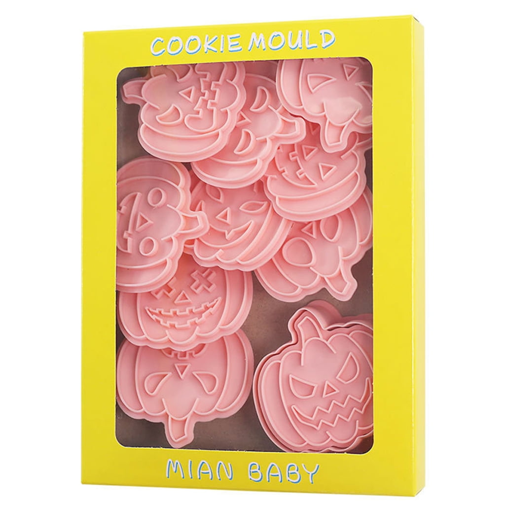 10xHalloween Pumpkin Cookie Cutter Stamp Plastic Biscuit Pastry Cutters ...