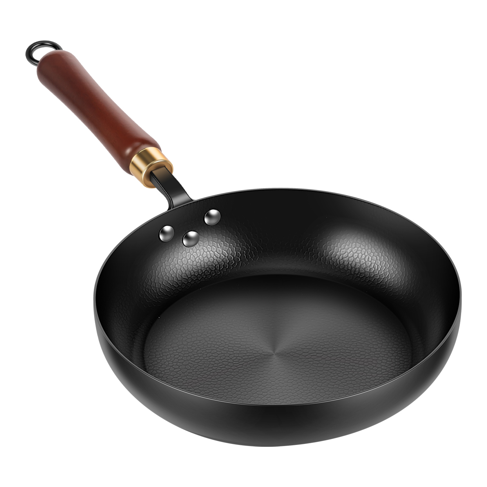 11.02in Iron Skillet with Wood Handle Rapid Heating and Even Cooking ...