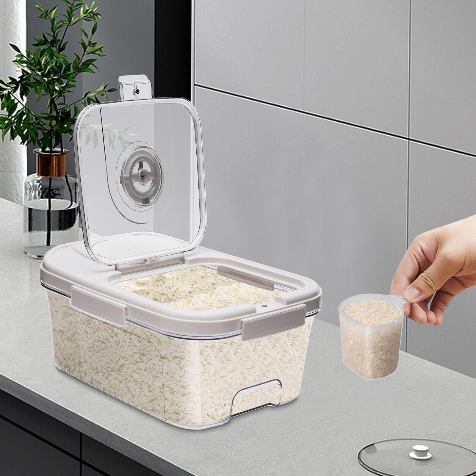 11.02lbs Rice Storage Container Dry Food Bucket Cereal Dispenser with ...