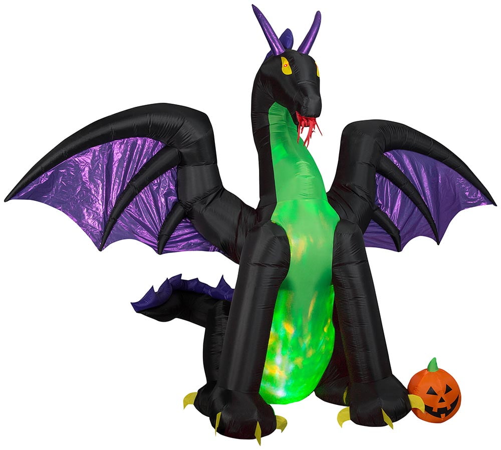Gemmy Airblown 11 1/2' Animated Fire and Ice Dragon with Pumpkin ...