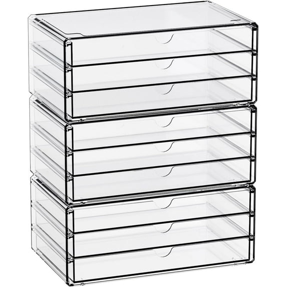 11.1 Inch Long Clear Drawer Organizers Stackable,3 Pack Small Acrylic ...