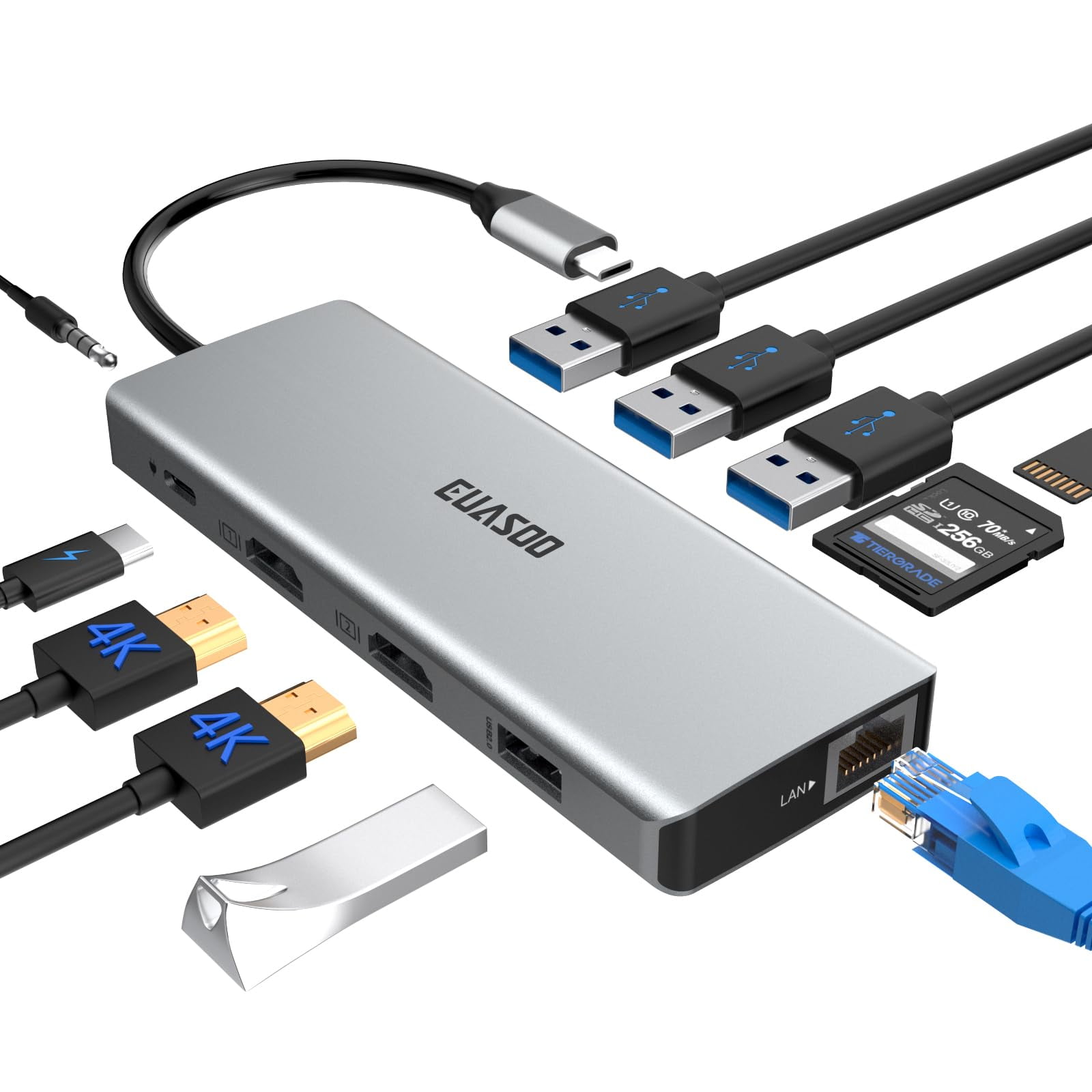 11 in 1 Triple Display USB C Docking Station with Dual 4K HDMI/1000Mbps ...