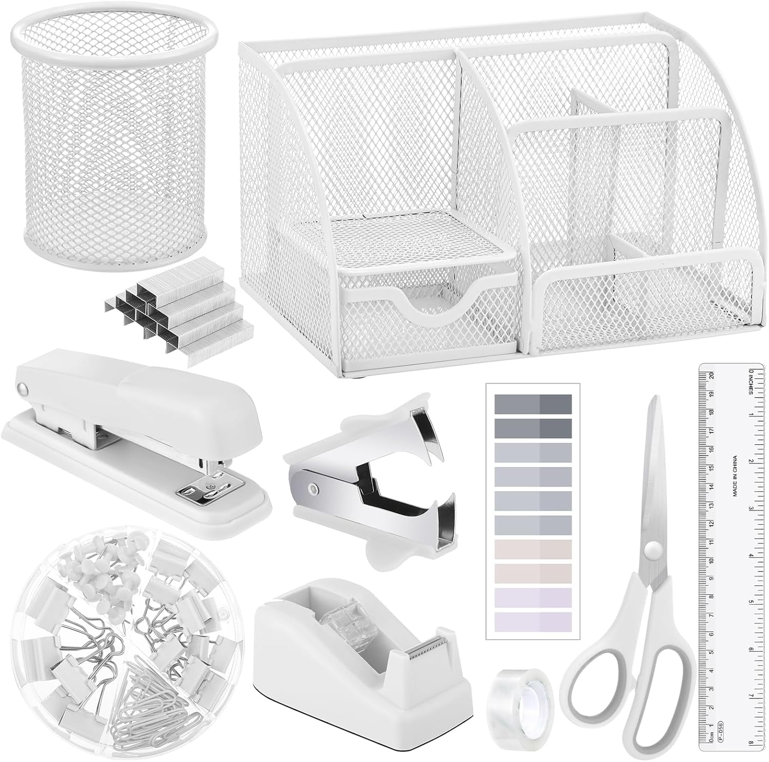 11 in 1 White Desk Organizers and Accessories, White Office Supplies ...