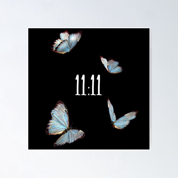 11:11 Butterflies Black Background Poster- Unframed Poster | Wall Art ...