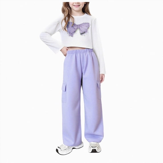 11-12 Years Toddler Girls Long Sleeved Butterfly Print Top Pants Casual ...