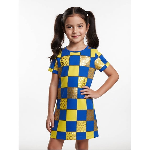 11-12Y Girls Short Sleeve Dress Digital Print Casual - Walmart.com
