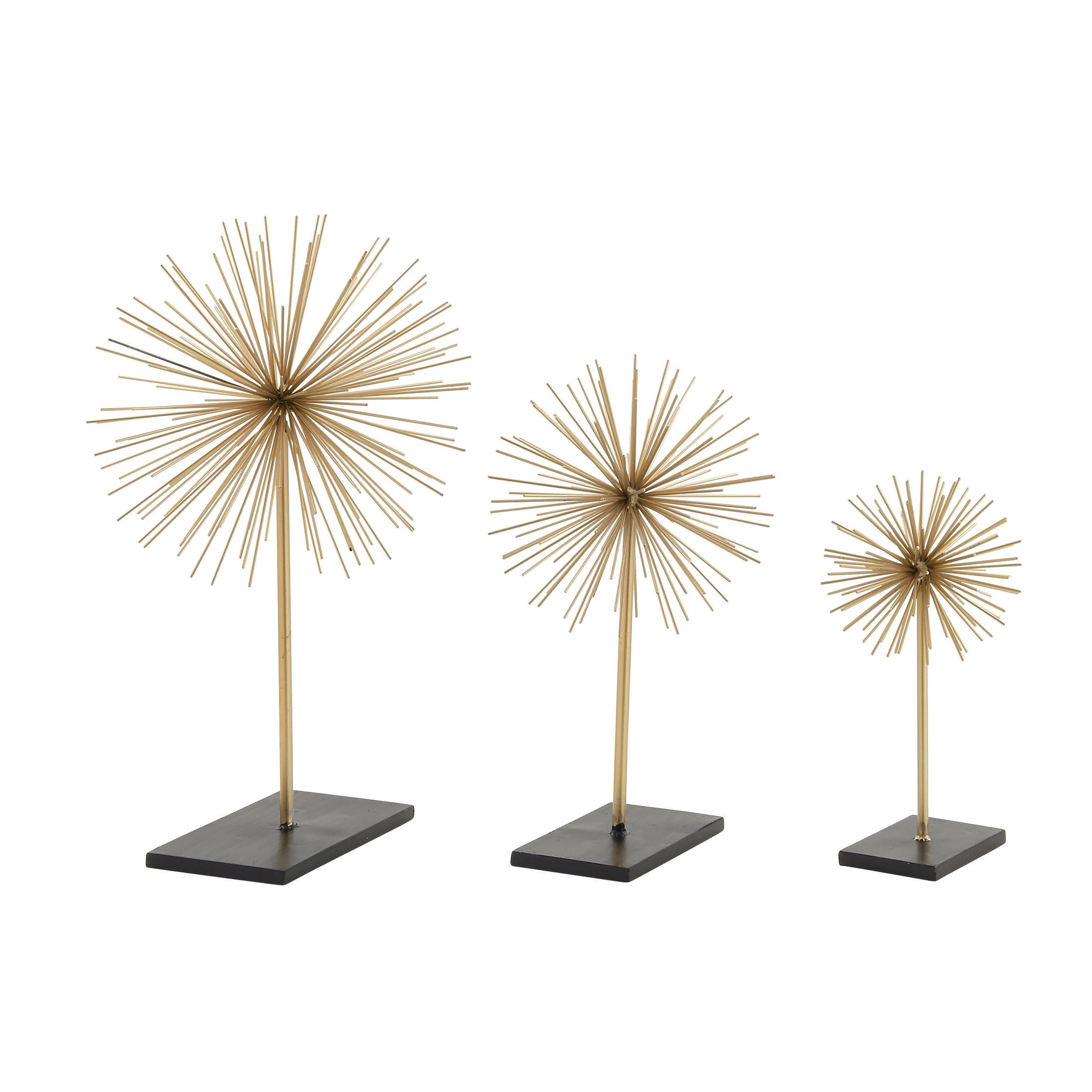 11", 15", 20"H Gold Metal Starburst Sculpture with Black Base, by ...