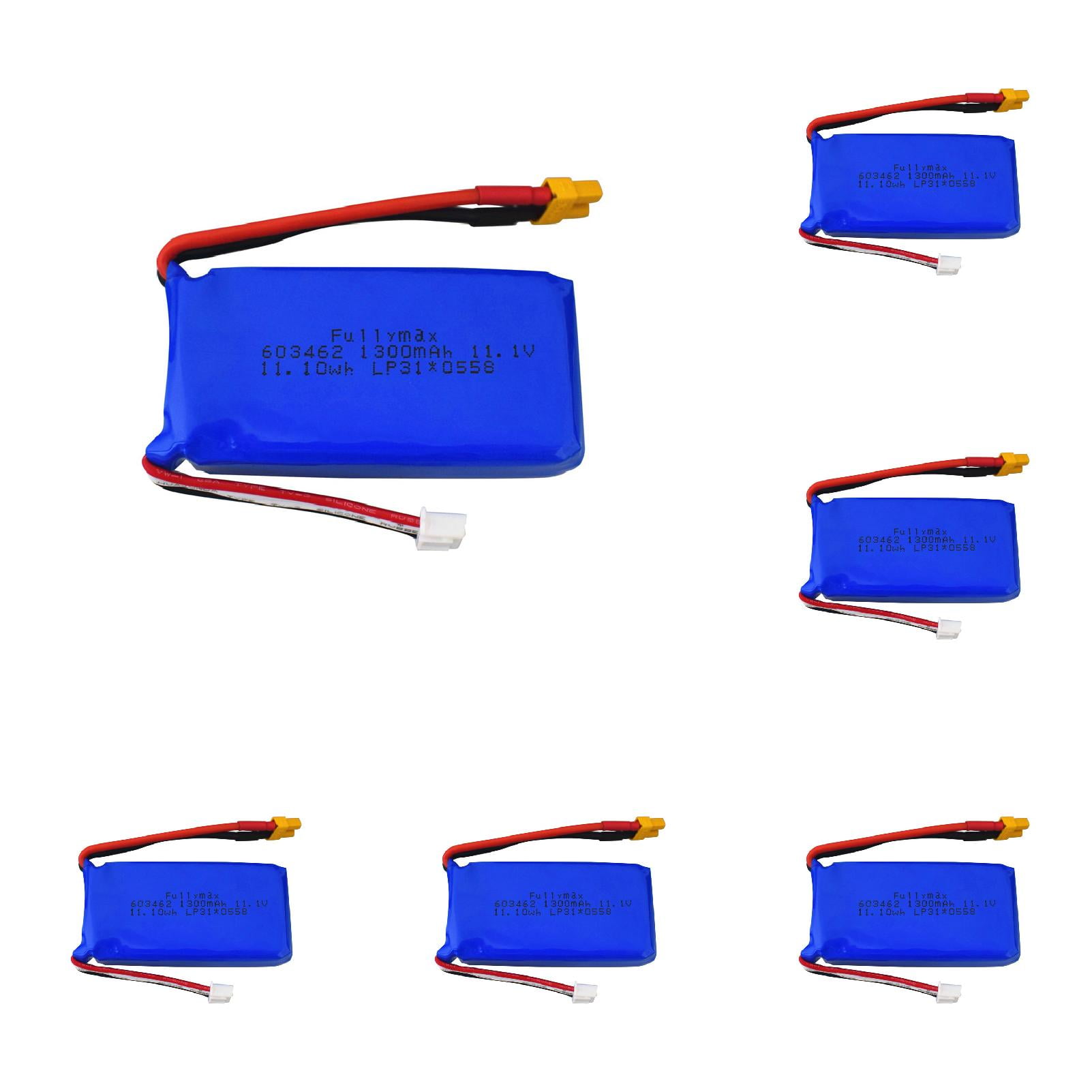 11.1V 1300mAh Lipo Battery For XK X450 FPV RC Rechargeable Battery 2PCS ...
