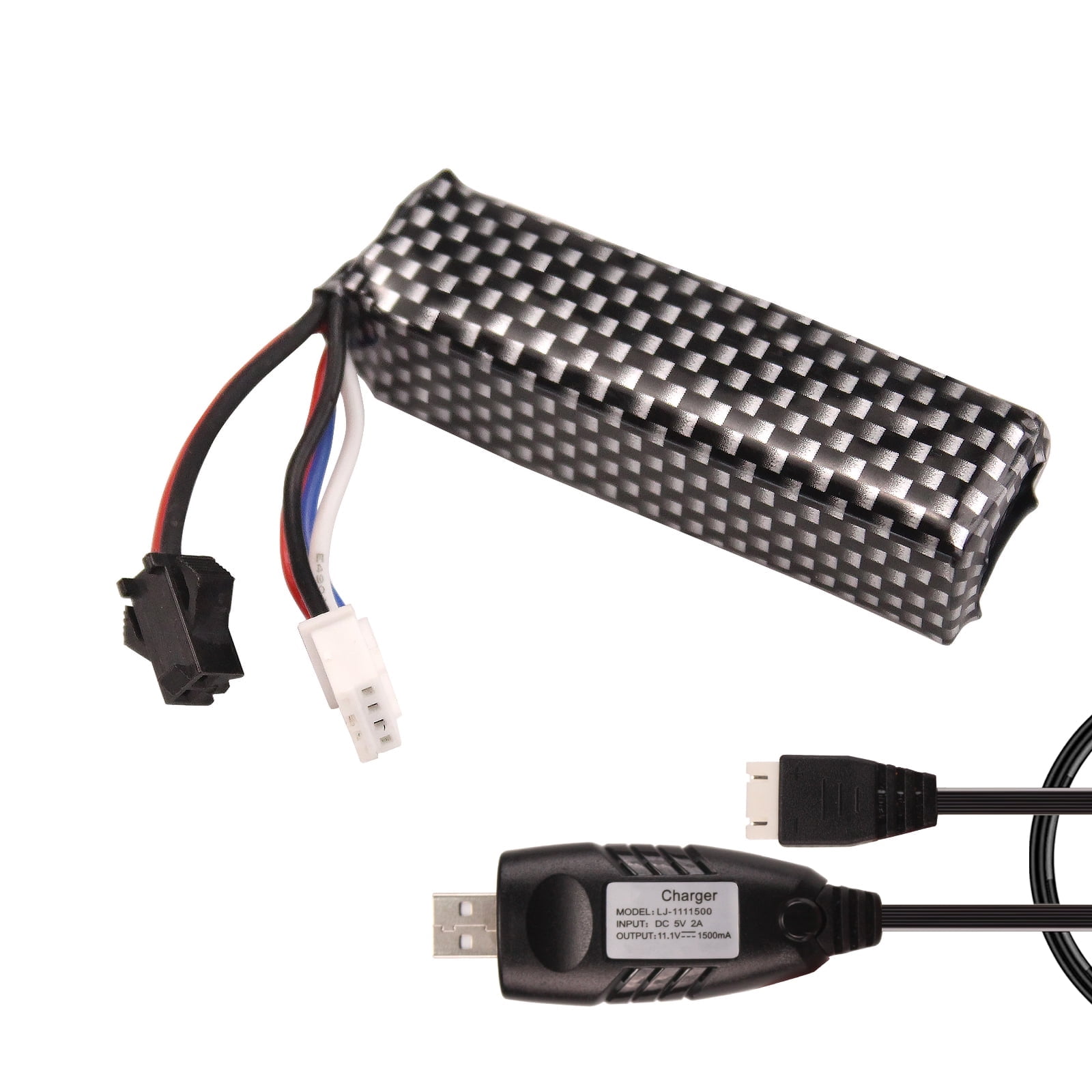 11.1V 2000mAh Airsoft LiPo Battery with USB Charger, 25C High-Discharge ...