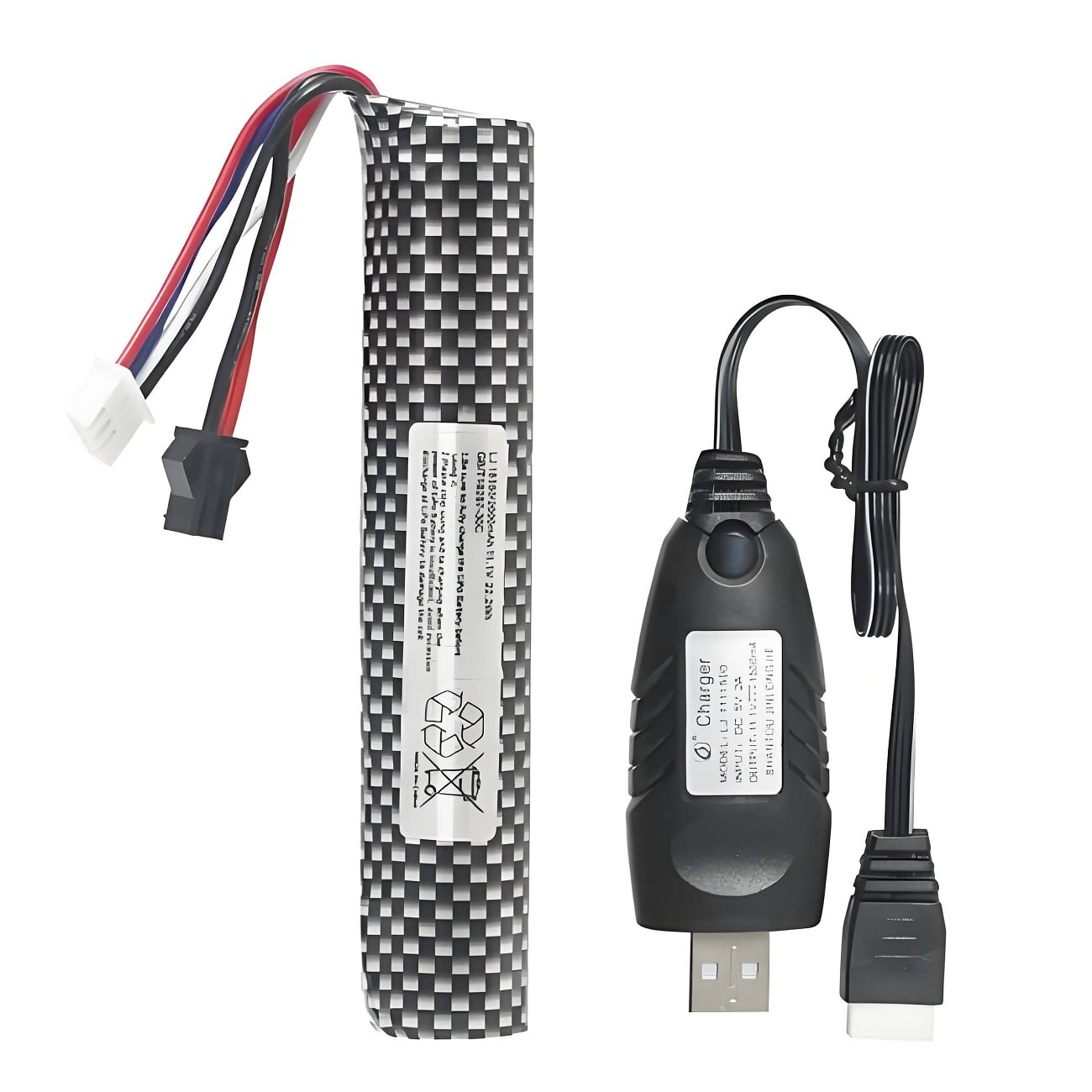 11.1v V 2000mAh Lithium Battery SM2P Plug with USB Charger for Soft ...