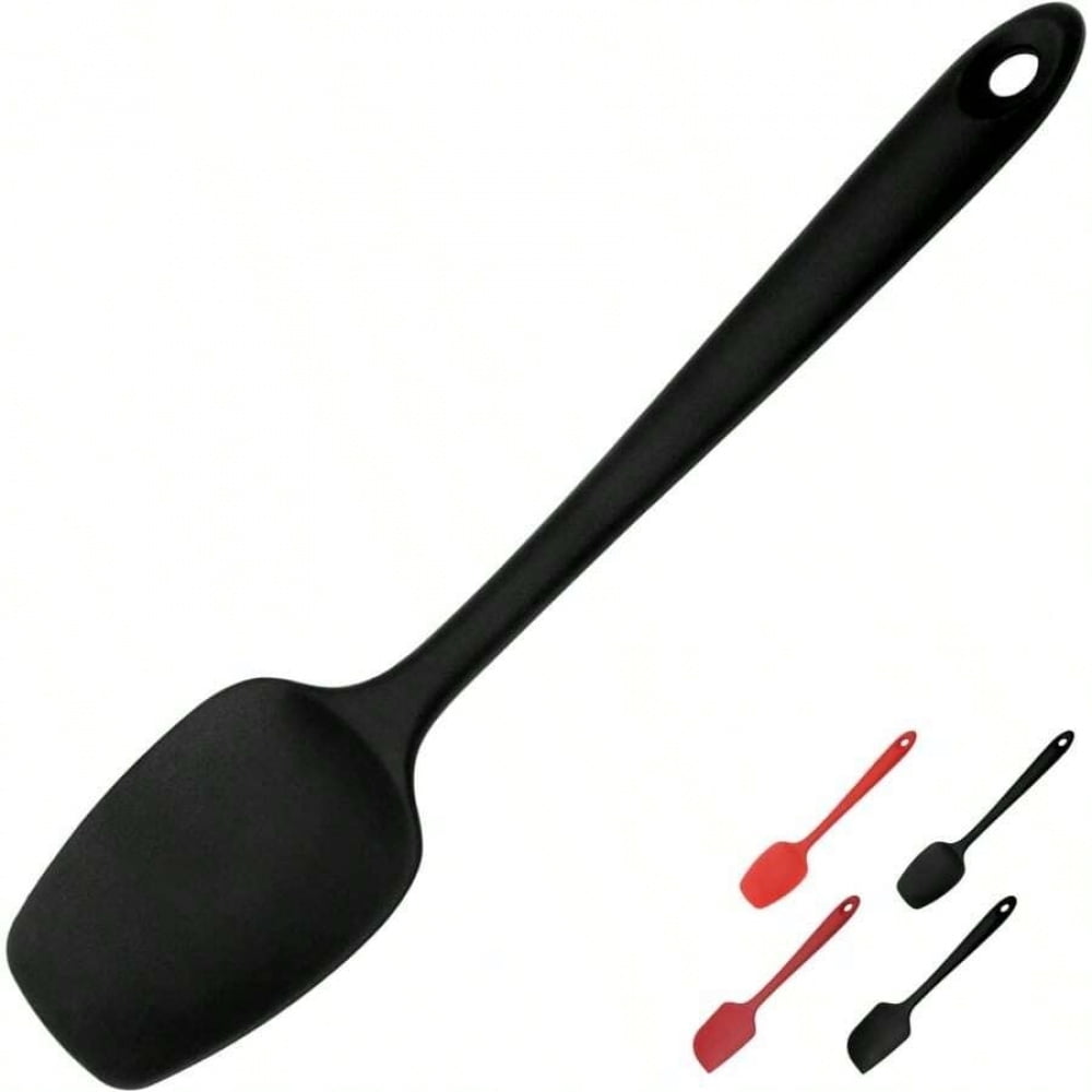 11.2 Inch Flat Spatula - Black Silicone Kitchen Spatula For Non-Scratch ...