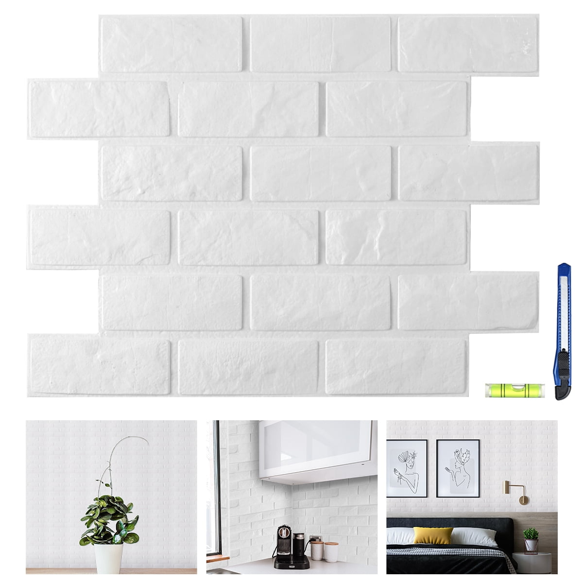 11/20/30 Pcs 3D Wall Panels, White Brick Printable 3D Wallpaper Stick ...