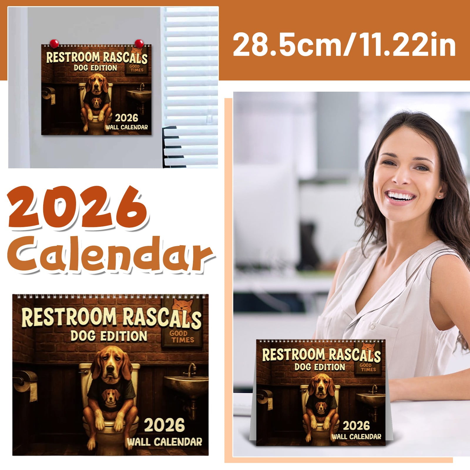 11.22 Inch 2026 Dog-Themed Wall Calendar - Spiral Bound Cute Puppy ...