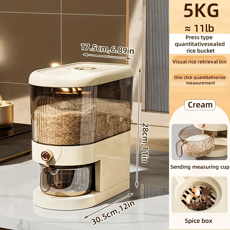 11/22LBS Automatic Rice Dispenser One-Touch Operation Food-Safe Plastic ...