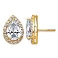 14k Solid Yellow Gold 5 5/8ct Lab Grown Diamond VS+ F+ Pear Halo Post ...