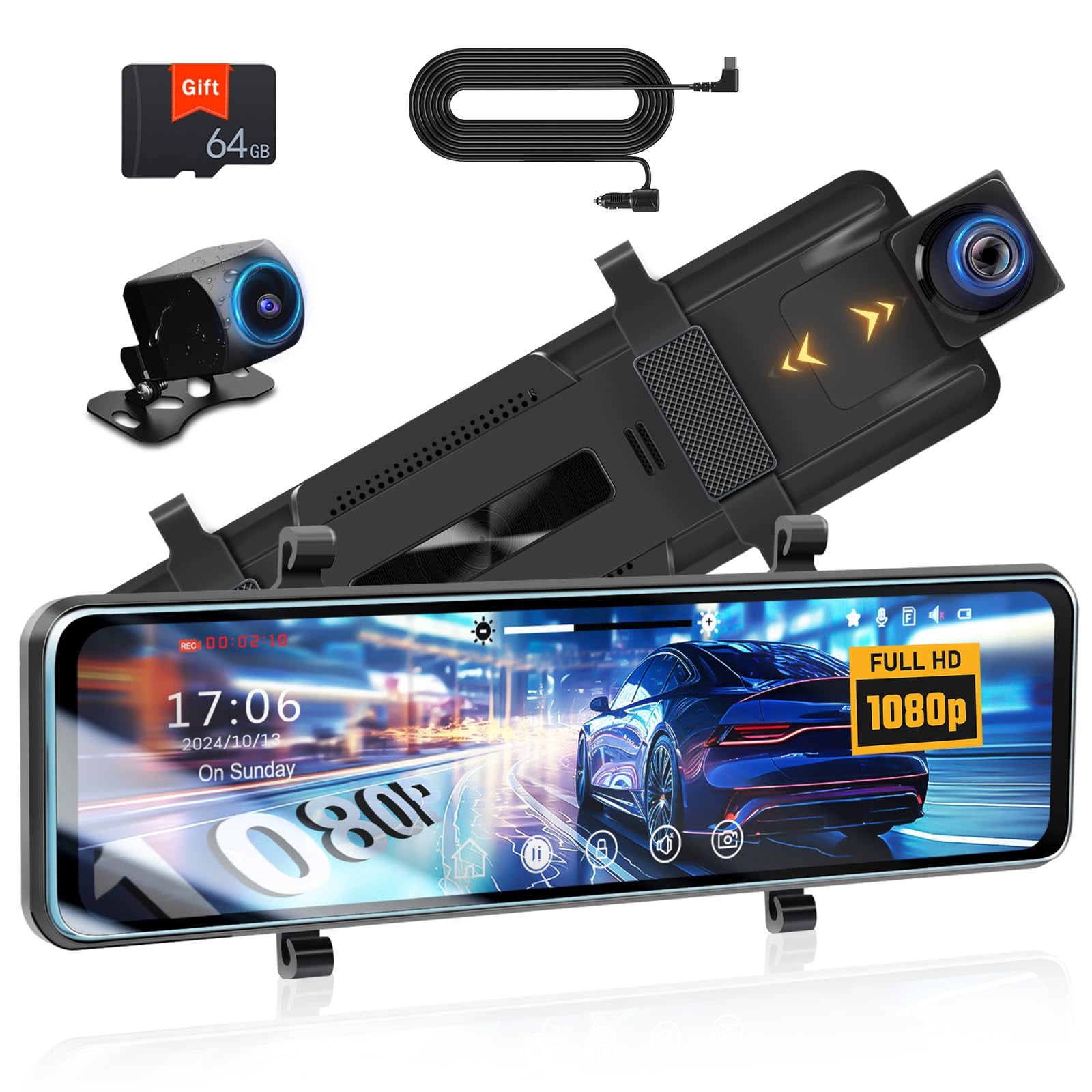 11.26 Inch Mirror Dash Cam for Car 1080P Rear Mirror Cameras HD IPS ...