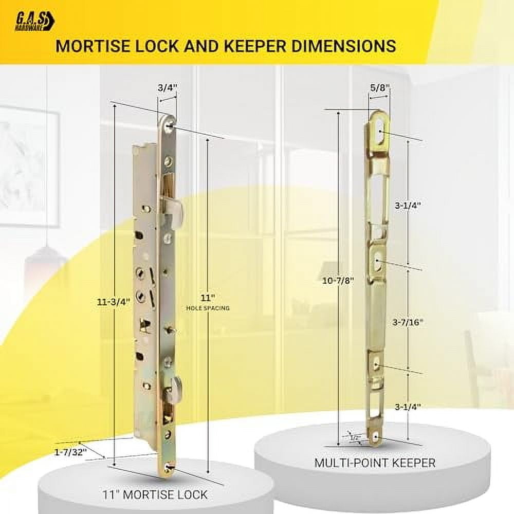 11-3/4" Multi-Point Mortise Lock with Face Plate and Keeper for Sliding ...