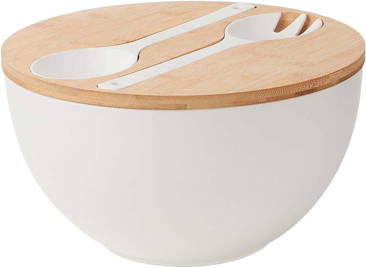 11.3 Extra Large Salad Serving Bowl Set with Wooden Lid&Utensils, 6.5Qt ...