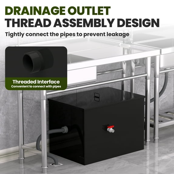 11.32 GPM min Grease Trap, Grease Interceptor, Under Sink Grease Trap ...