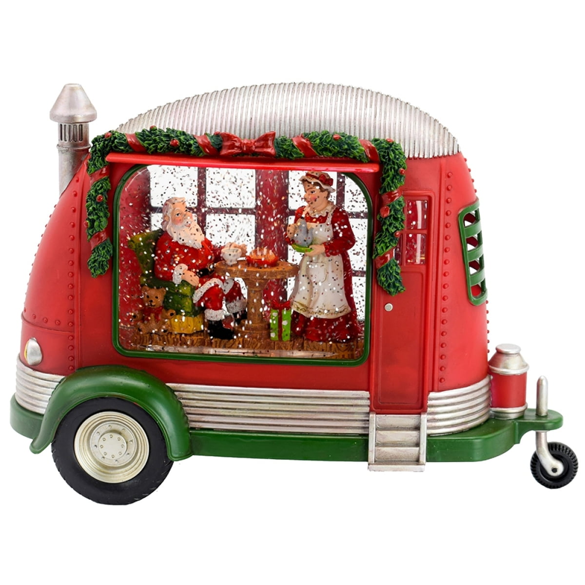 11.3x4.4x8"H Christmas Plastic/Resin Camper With Mr & Mrs Santa Tea ...