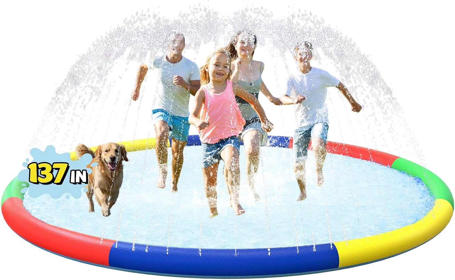 11.4 FT Large Splash Pad for Kids Ages 4-8, Non-Slip Baby Splash Pads ...