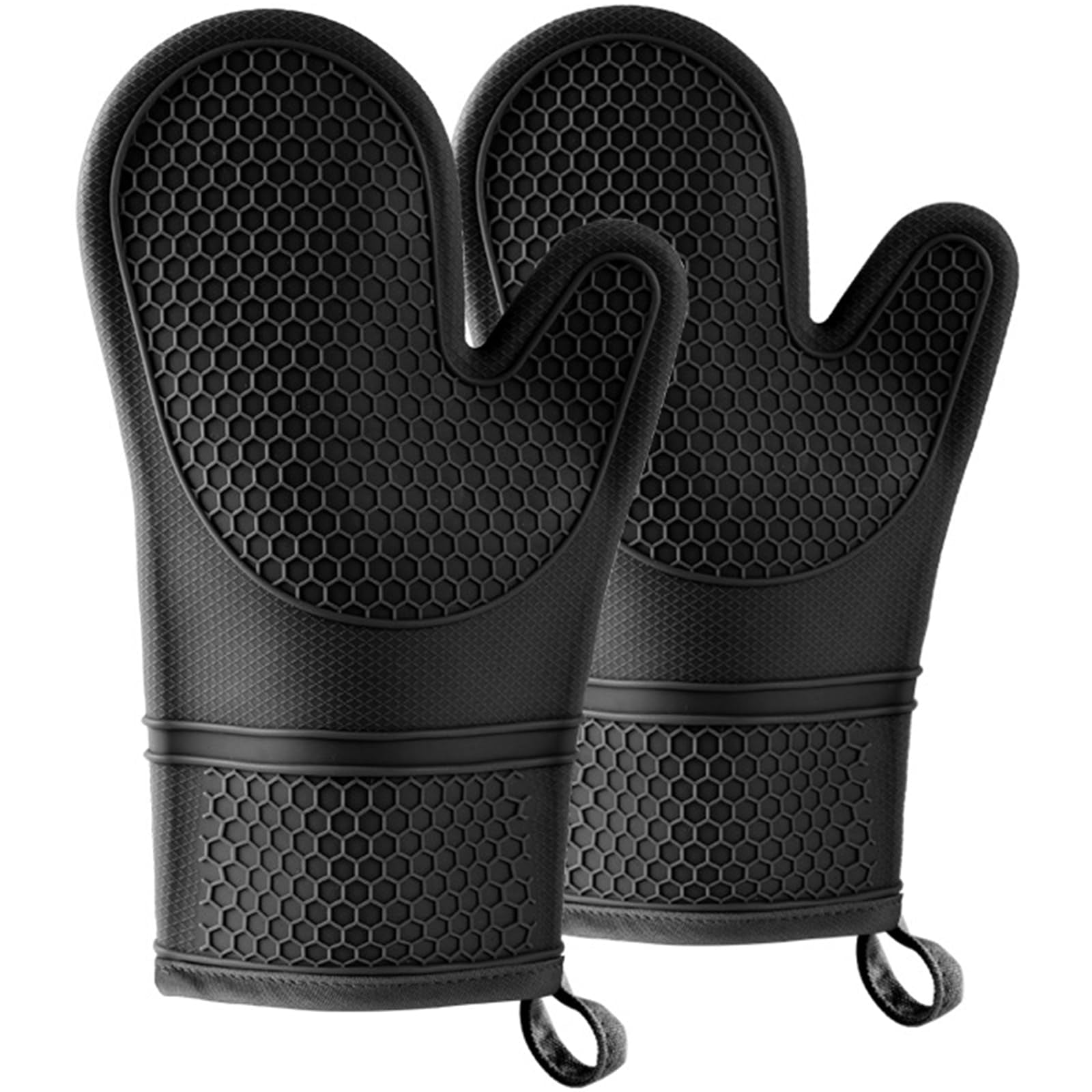 11.4" Heat Resistant Silicone Oven Mitts, 2pack Non-Slip Oven Gloves to ...