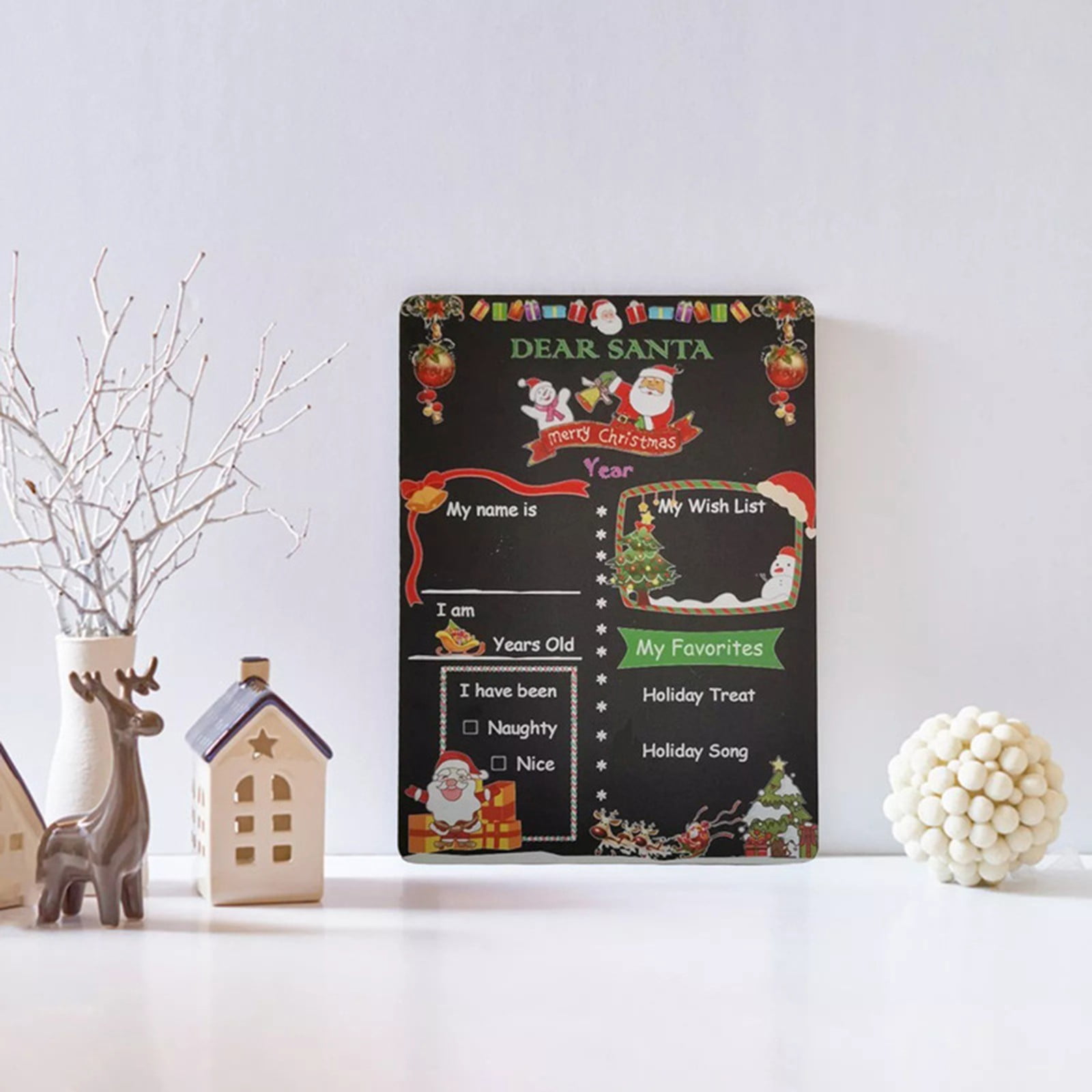 11.42" Christmas Countdown Calendar, Chalkboard Wish List Design, for ...