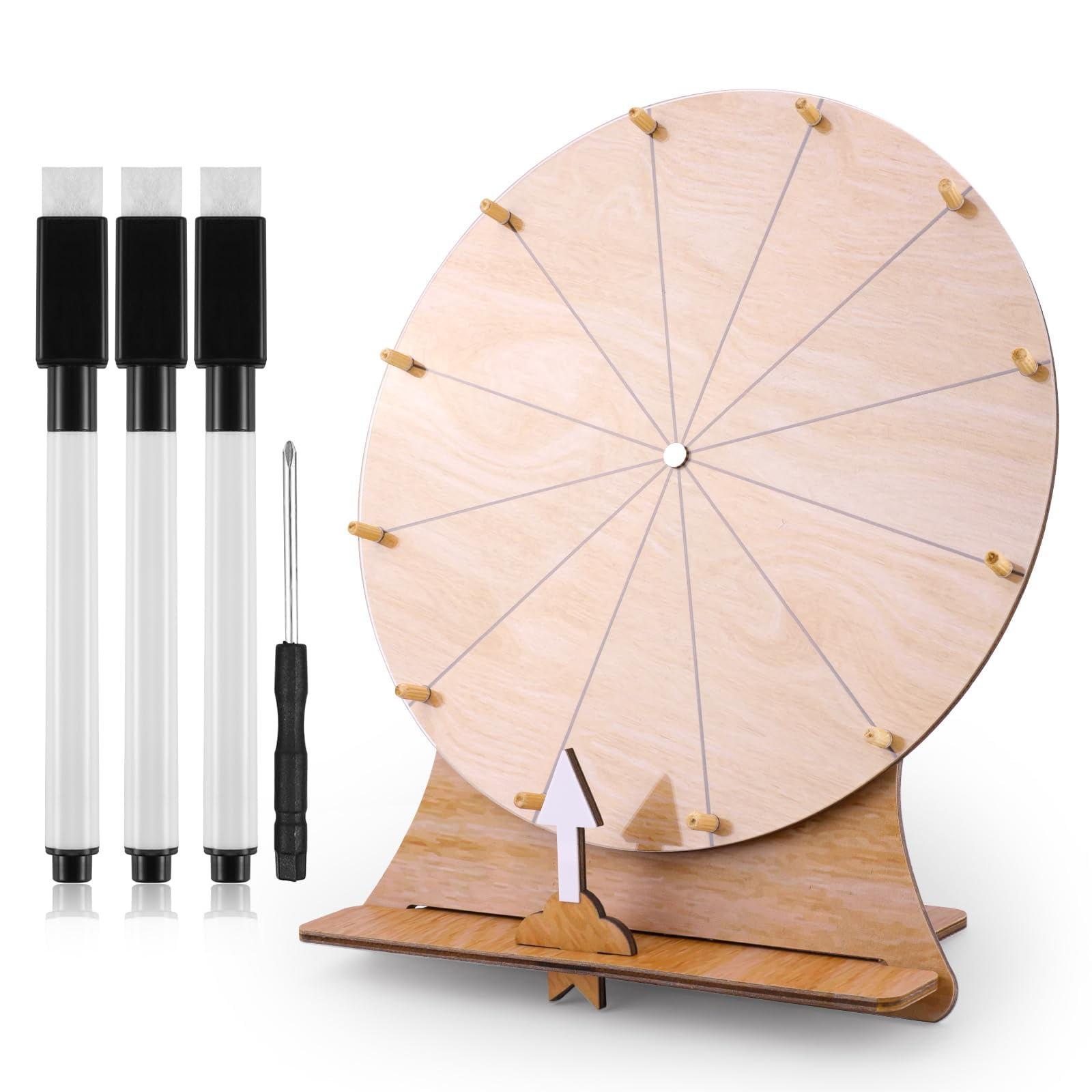 11.4In Game Spinning Wheel, Wooden Raffle Spin Wheel Game With Stand ...