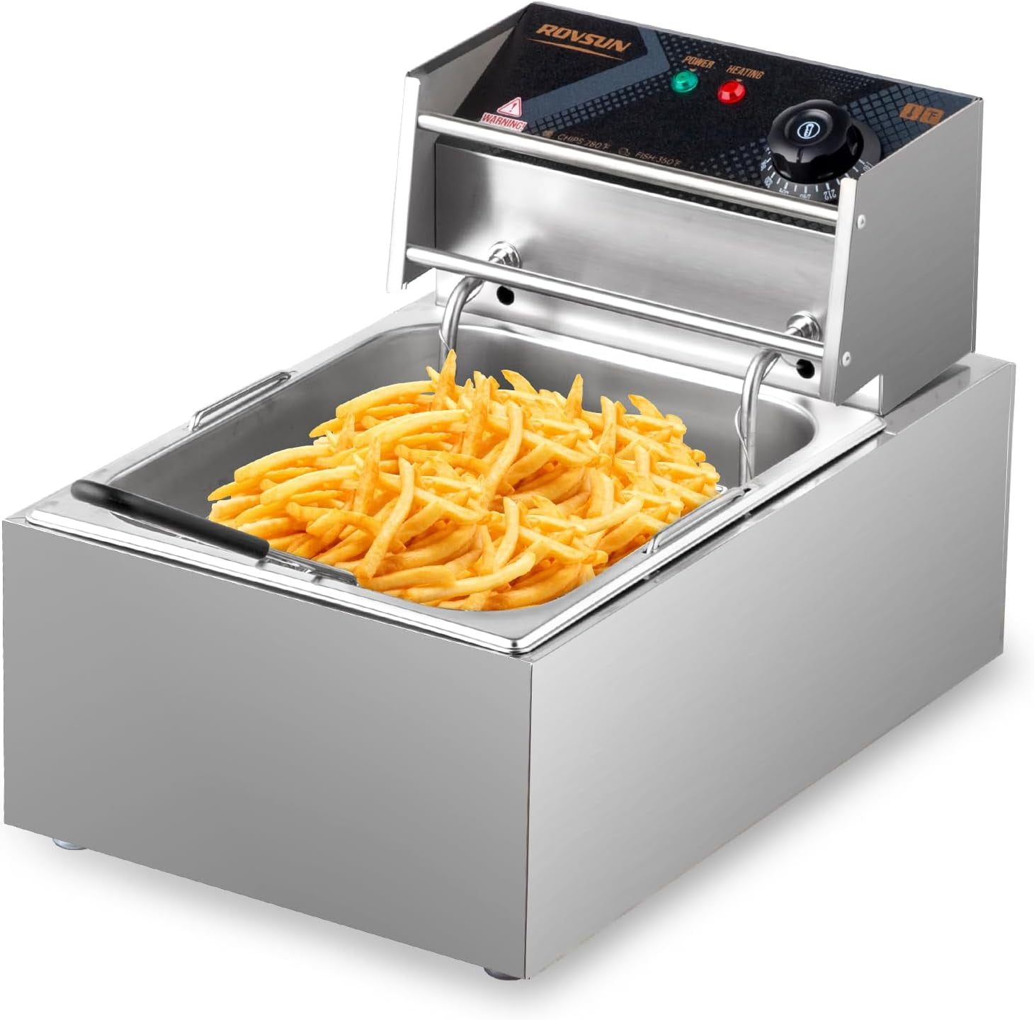 11.4QT Electric Deep Fryer w/Basket & Lid, Countertop Kitchen Frying Machine, Temperature ...