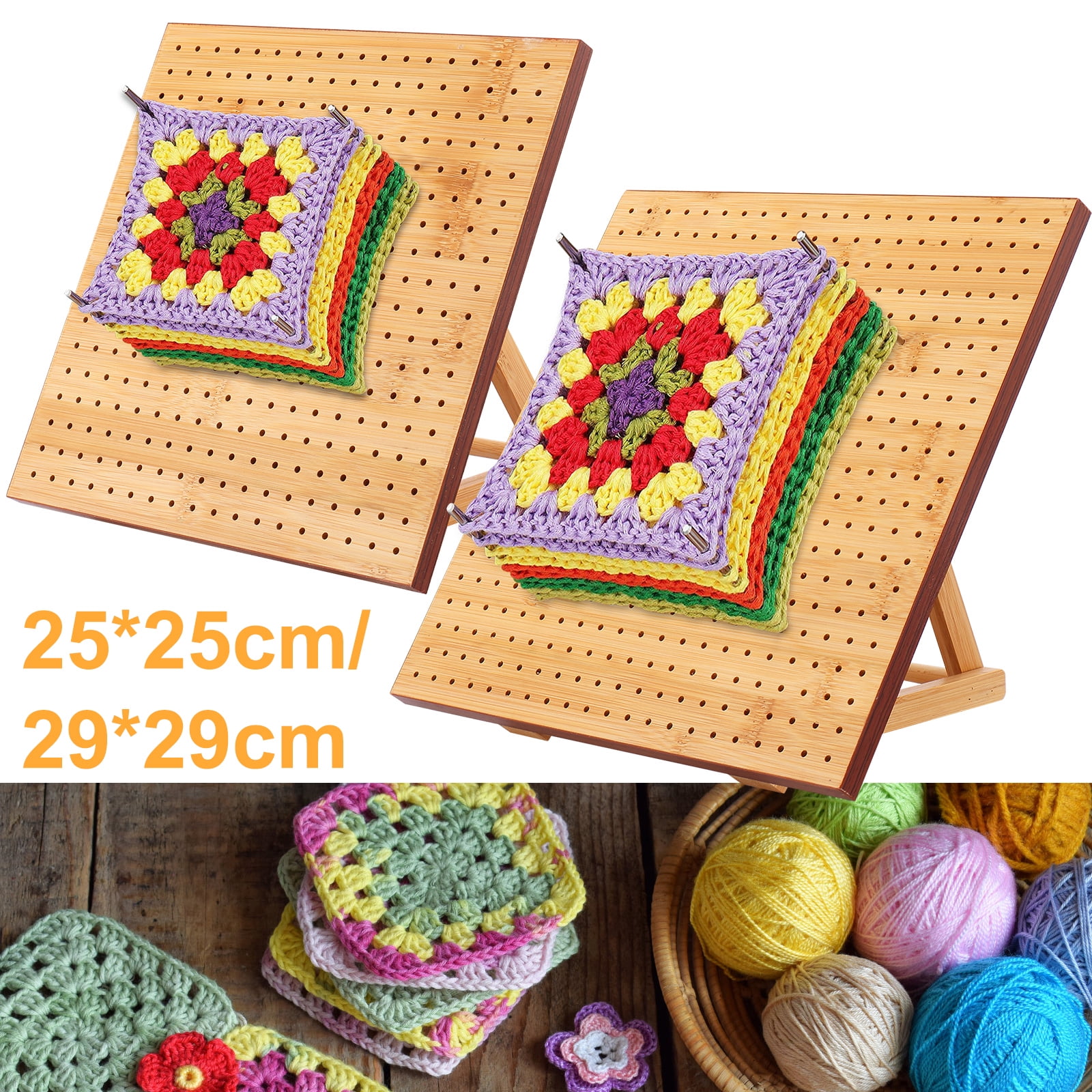 11.4inch Crochet Blocking Board with 20 Steel Rod Bamboo Wooden ...