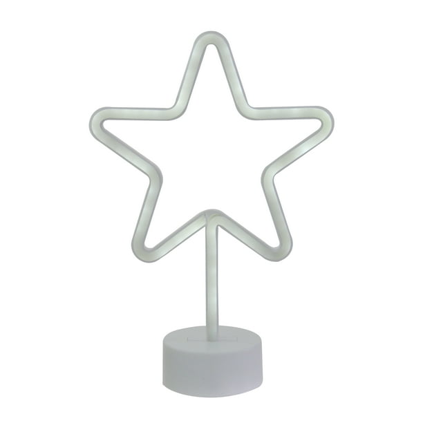 11.5" Battery Operated Neon Style LED White Star Table Light - Walmart.com