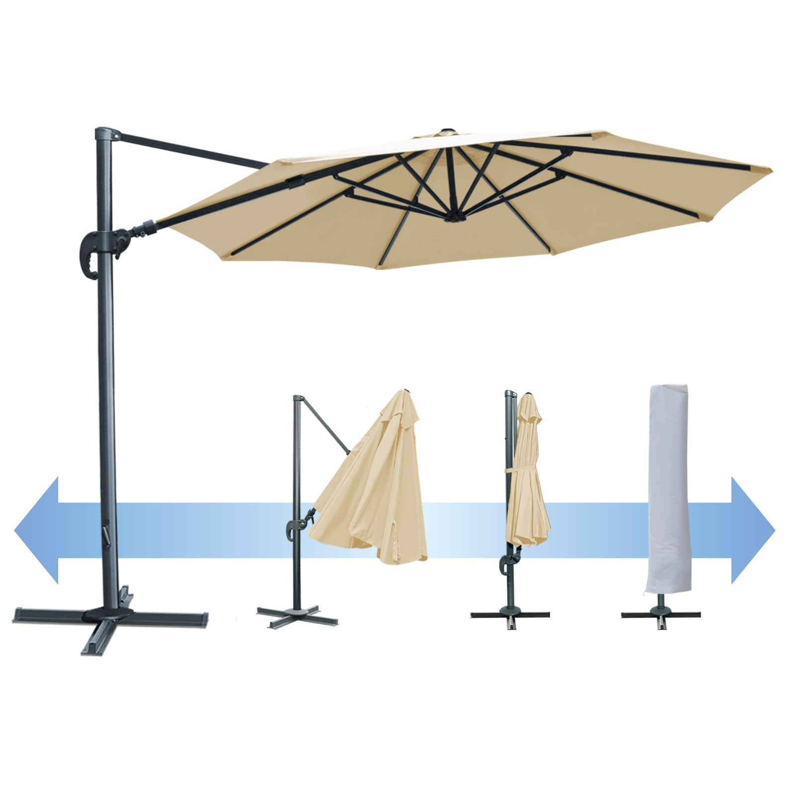 11.5' Deluxe Patio Umbrella Outdoor Off-Set Hanging Roma Umbrella Tilt ...