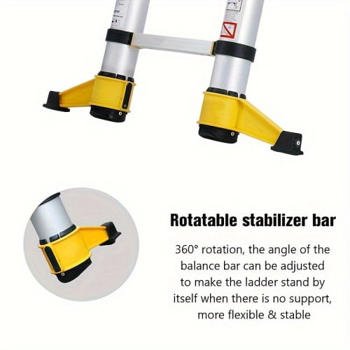 11.5 FT aluminum telescopic ladder, equipped with 360 ° rotatable ...