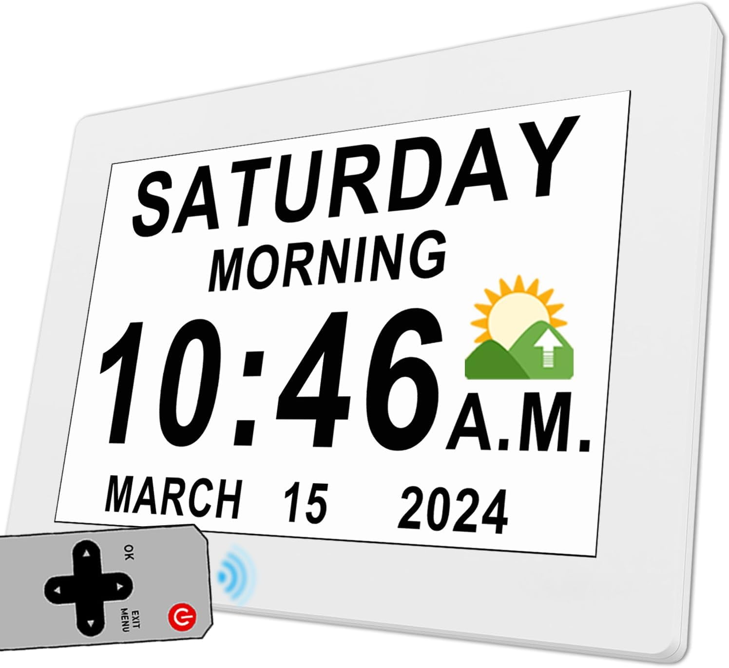 11.5 Inch Large Digital Clock with Auto DST and Sun Moon Icons, Custom ...