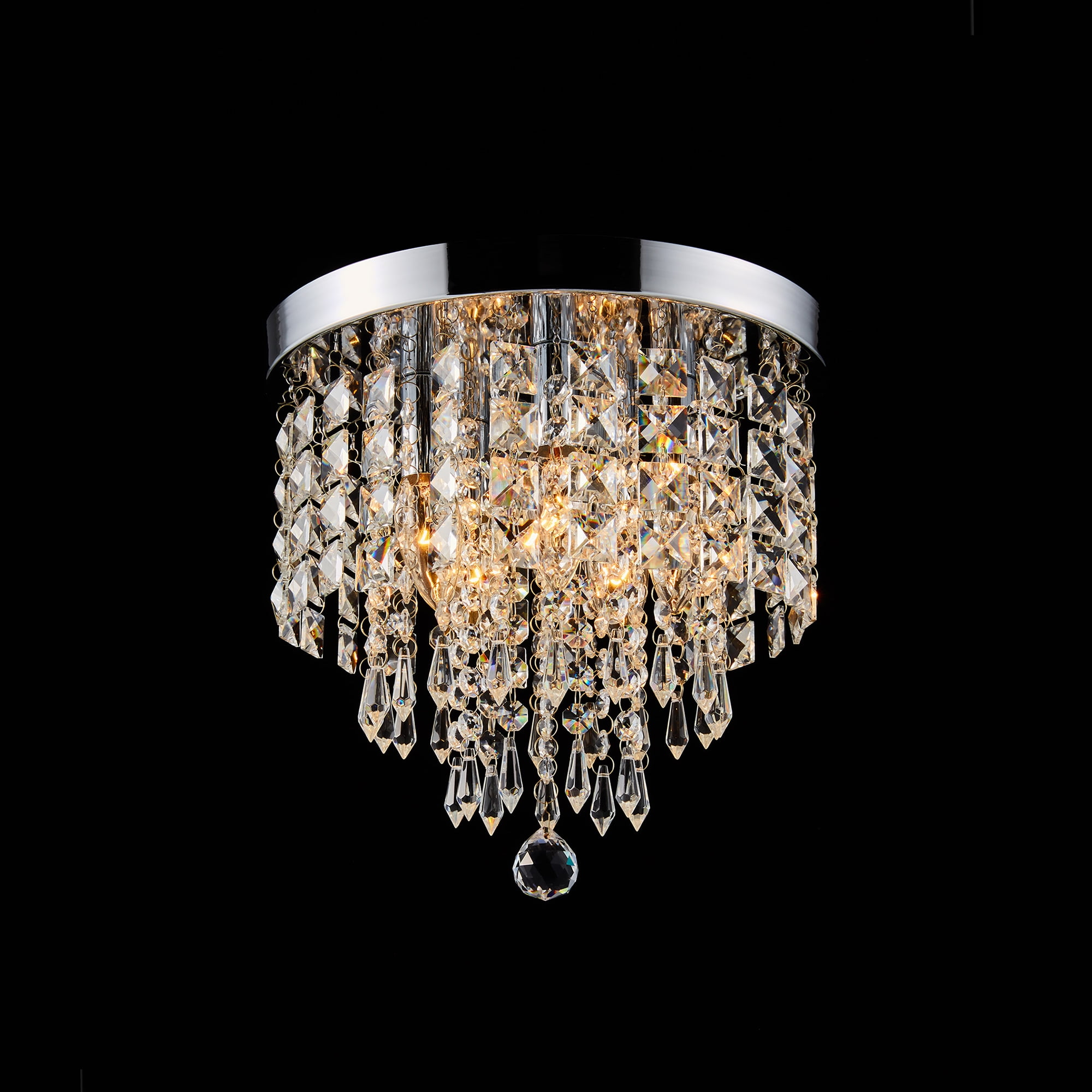 11" 5-Light Crystal Chandelier Ceiling Light Fixture with Flush Mount ...