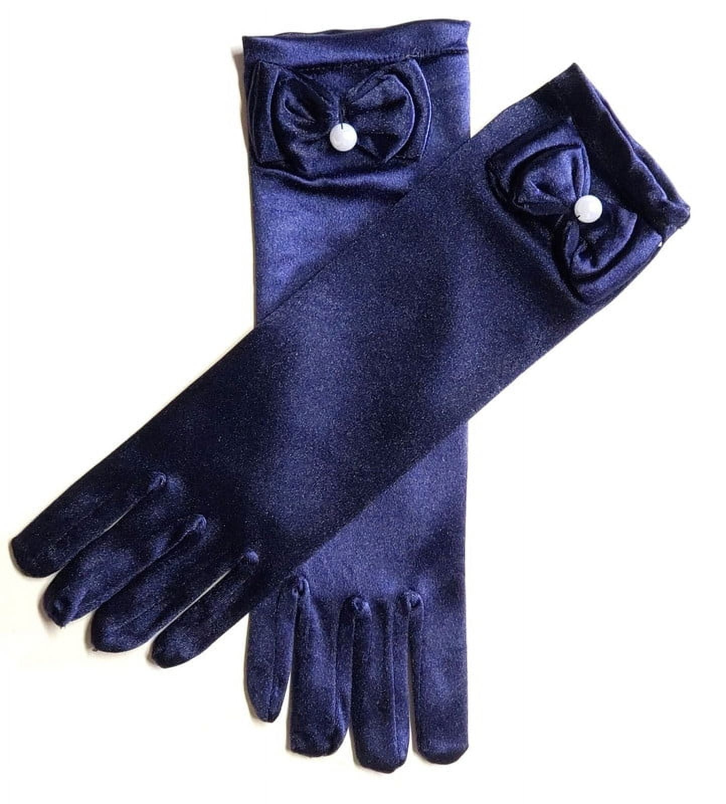 11.5" Long Satin Bowknot Gloves for Little Girls,Special Occasion ...
