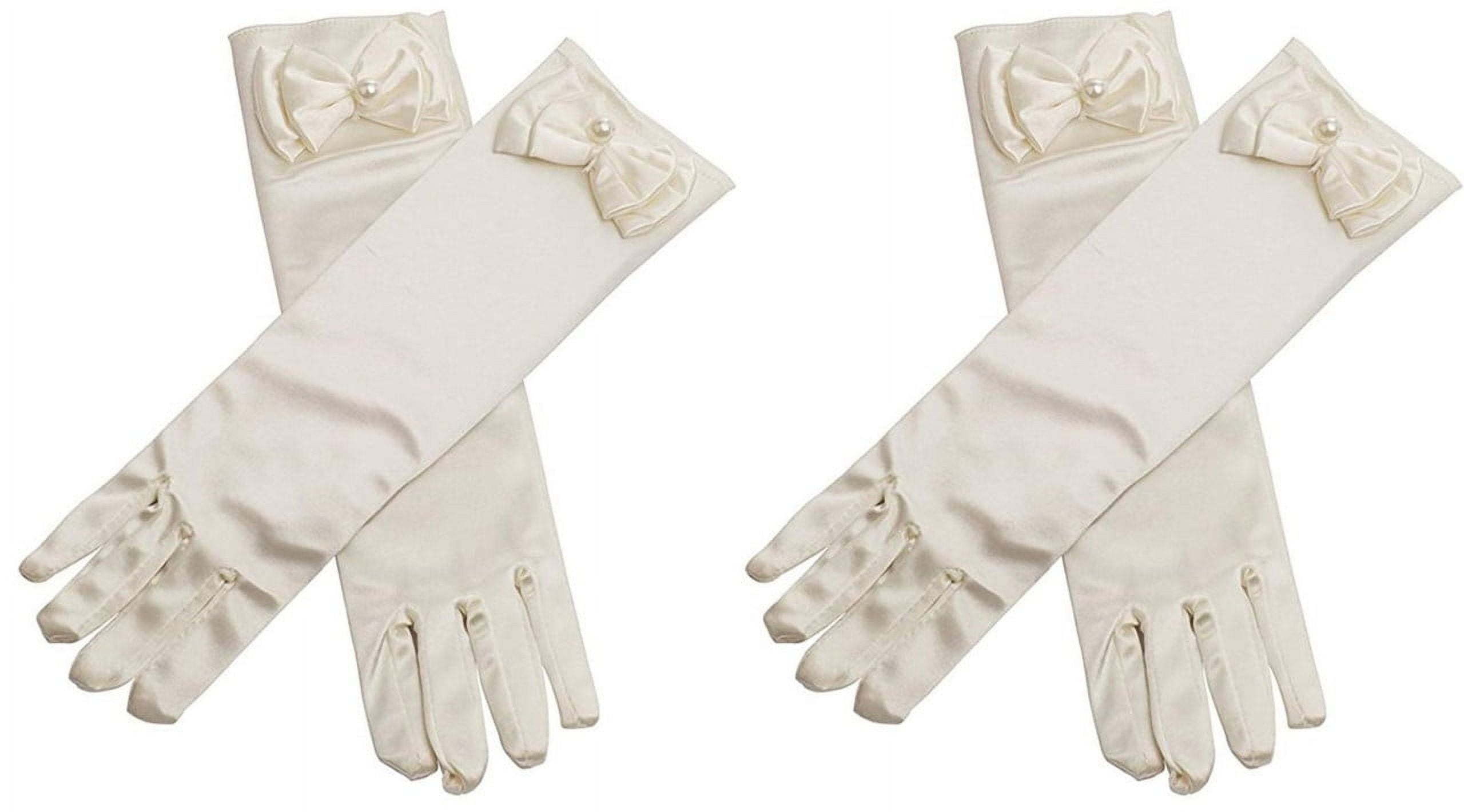 11.5" Long Satin Bowknot Gloves for Little Girls,Special Occasion ...