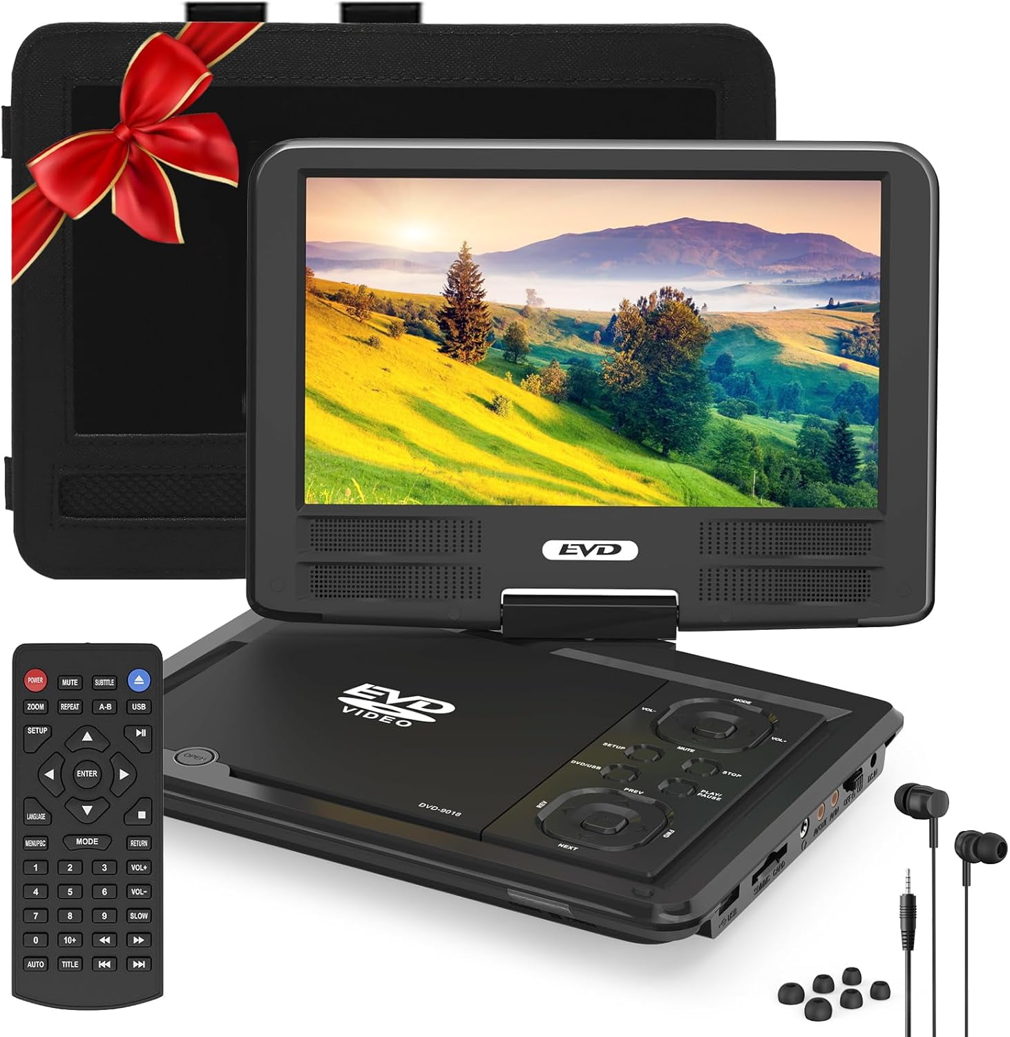 11.5" Portable DVD Player with 9.5" Swivel Screen, 5-Hours Rechargeable ...