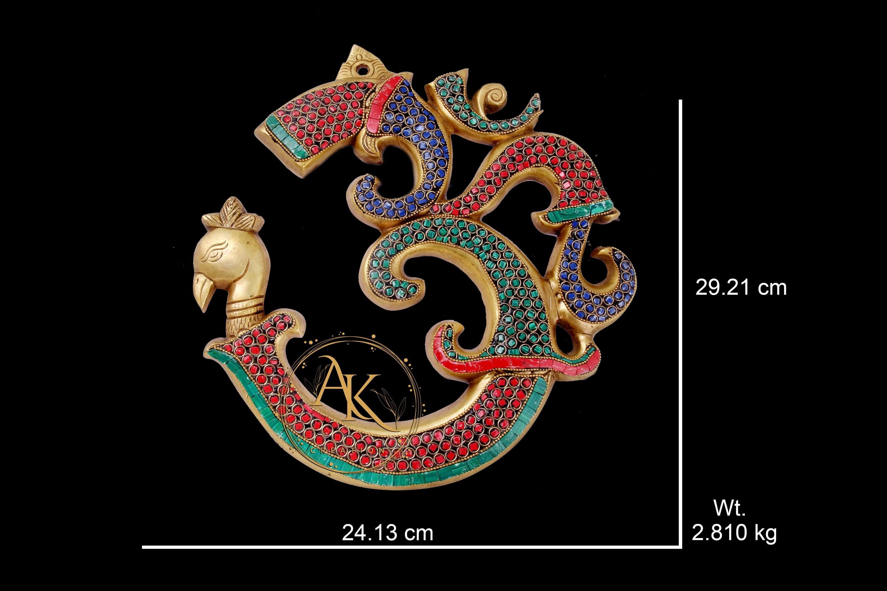 11.5 inches Hindu Religious Symbol Brass OM Metal Statue for Home ...